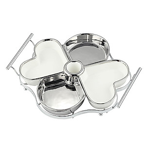 Gazechimp Snacks Basket Fruit Tray, Condiment Dish, Heart Shape Caddy Appetizer Bowl, Dessert Cake Plate Serving Platter for Wedding, Kitchen Counter, Home, 30x26.5x5cm Divided