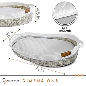 Lullababy and Co Baby Changing Basket with Two Covers – Practical Basket with Foam Pad – Cotton Rope Diaper Changing Station with Waterproof Cover - Changing Table Topper