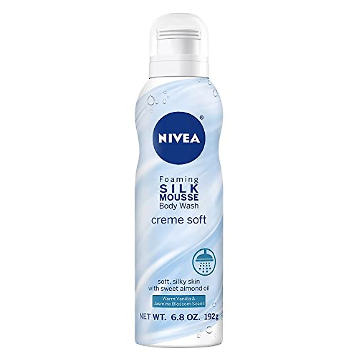 Nivea Creme Soft Foaming Silk Mousse Body Wash, Vanilla and Jasmine Blossom, 6.8 Ounce