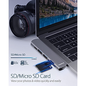 TWOPAN USB C Hub for MacBook Pro/Air M1 M2 M3, 6-in-1 Multiport Adapter with 4K HDMI, Thunderbolt 3, USB 3.0 Data Ports, SD & Micro SD Card Reader