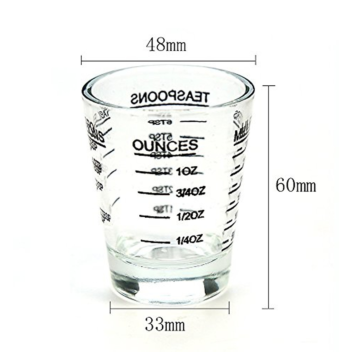 Shot Glasses Measuring cup Liquid Heavy Glass Wine Glass Espresso Shot Glass 26-Incremental Measurement 1oz, 6 Tsp, 2 Tbs, 30ml (2 pack-black 30ml)