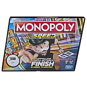 Monopoly Speed Board Game, Play in Under 10 Minutes, Fast-Playing Board Game for Ages 8 and Up, Game for 2-4 Players