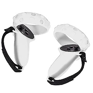 VR Controller Cover Compatible with Oculus Quest 2 Protective Ring Cover Silicone Handle Cover Grip Cap for Headphones White 1 Pair Game Component