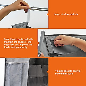 Fixwal Over The Door Hanging Organizer 5 Shelf Bathroom Organizers and Storage with 2 Large Metal Hooks and 12 Pockets for Bedroom, Living Room, Baby Nursery, Bathroom, Kitchen (Grey)