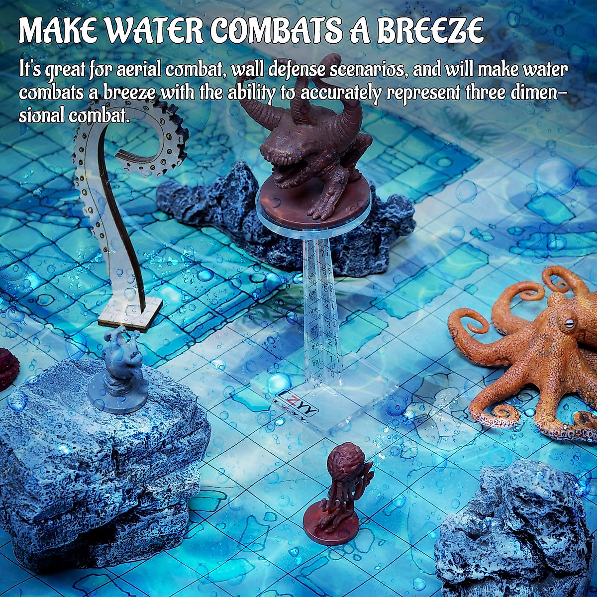 DND Flying Miniatures Combat Riser (Set of 2) Acrylic Laser Cut Flight Stand Terrain from 0 to 9999 ft Perfect for Dungeons and Dragons, Warhammer, D&D and Tabletop RPG
