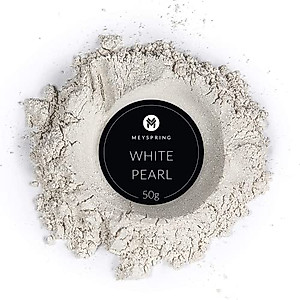 MEYSPRING White Pearl Mica Powder - 50g - White Resin Pigment - White Mica Powder for Epoxy Resin Art - White Epoxy Pigment and UV Resin Dye - Mica Powder for Epoxy Resin - Resin Powder Pigment