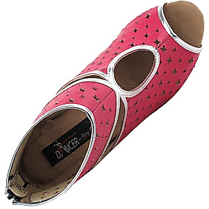 Very Fine Women's Salsa Ballroom Tango Dance Shoes CD3022 Bundle with Shoe Brush, Peach & Silver 8.5 M US 3"