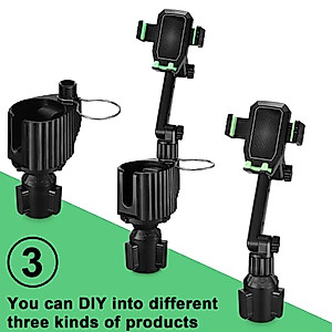 This Hill 3 in 1 Cup Holder Expander for Car 360° Rotation Cup Holder Phone Mount Compatible with iPhone/Samsung All Smartphones[2022 Upgraded 2nd Generation]