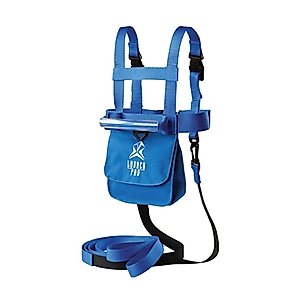 Launch Pad Ski and Snowboard Training Harness - Learn to Ski - Teaches Speed Control - Shock Absorbing Leashes - Perfect for Beginners (Blue)