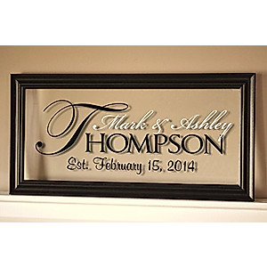 MRC Wood Products Personalized Glass Family Name Sign With Established Date 11x21