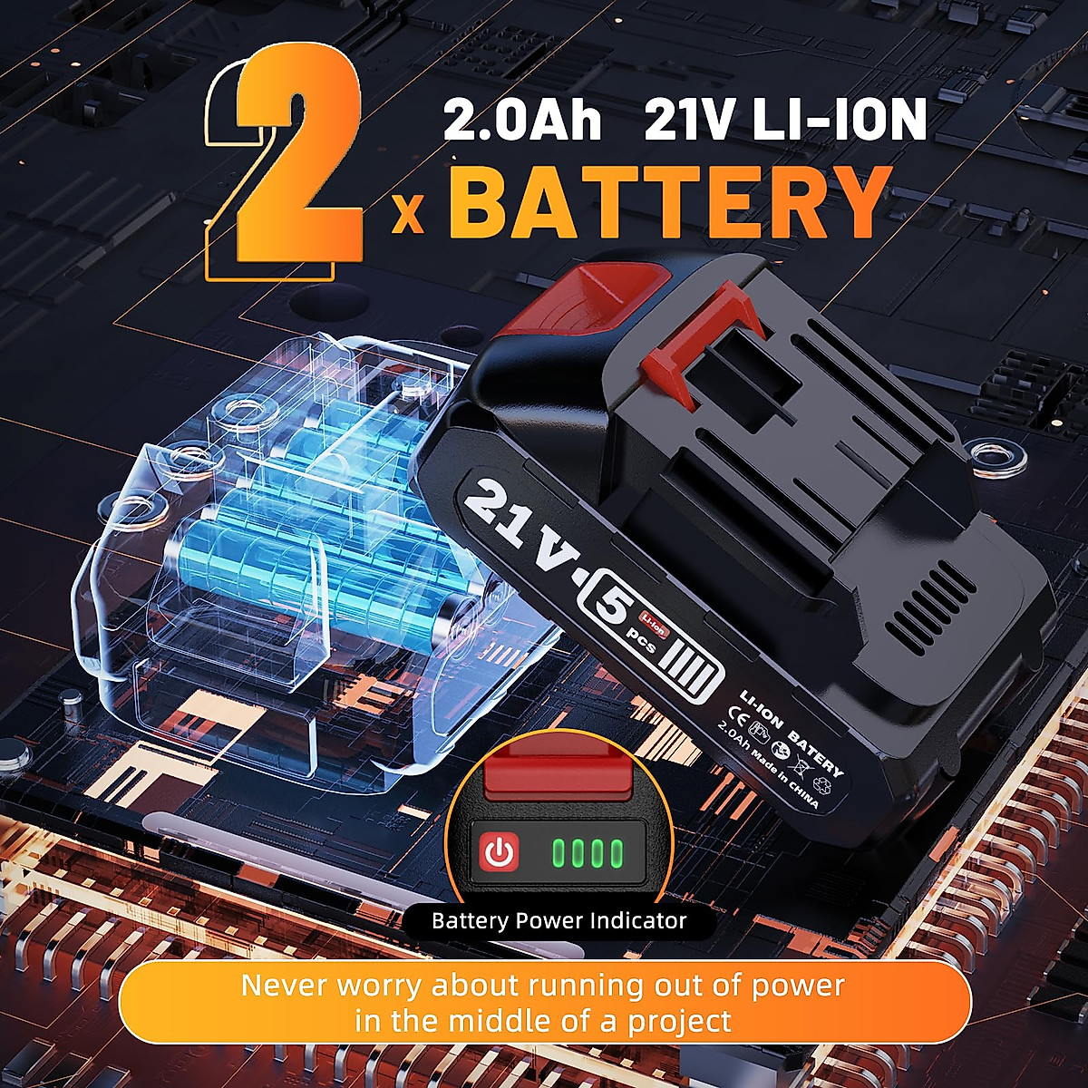 Cordless Caulking Gun w/ 2 Batteries, Uaoaii Electric Caulking Gun Battery Operated w/ 4 Adjustable Speeds, LED Light, Drip-Free Adhesive 10OZ/300ML Caulk Gun for Filling, Sealing