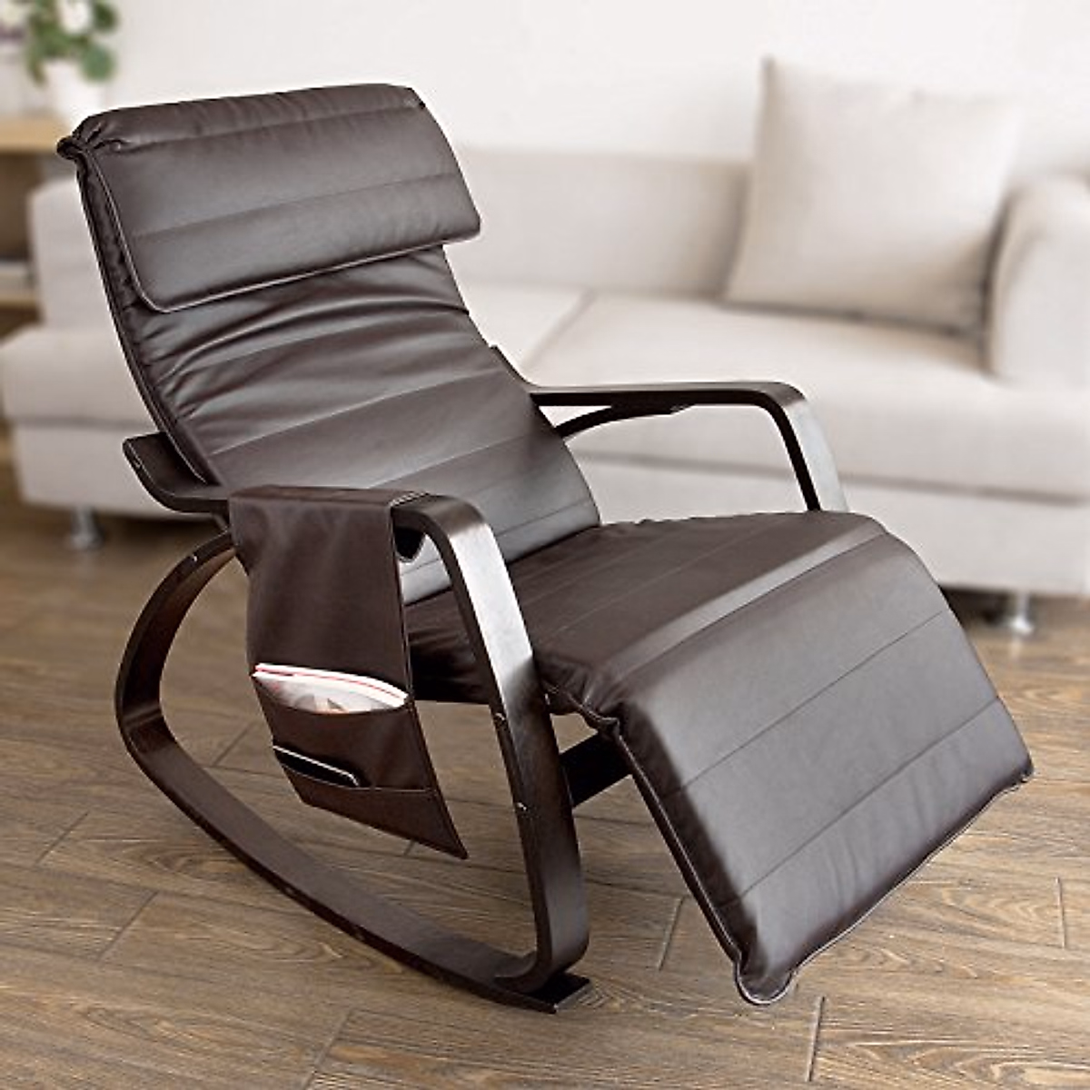 Haotian New Relax Rocking Chair Lounge Chair with Adjustable Footrest and Removable Side Bag, FST20-BR