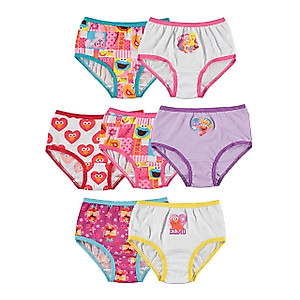 Sesame Street Girls' Toddler 100% Combed Cotton Panties Multipacks with Favorites Elmo, Cookie Monster & Big Bird in 18M, 2/3T, 4T, 7-Pack