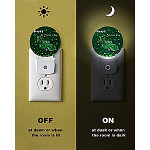 Happy St. Patrick's Day Night Lights Plug into Wall, Green Truck Clover Coins Auto Round LED Lights with Dusk to Dawn Sensor for Bedroom, Bathroom, Hallway, Kitchen, Kids, Home Decor