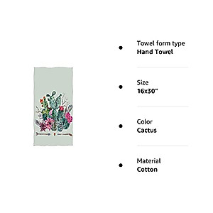 Naanle Chic Boho Exotic Cactus Arrow Pattern Soft Large Decorative Hand Towels Multipurpose for Bathroom, Hotel, Gym and Spa (16" x 30",Green)