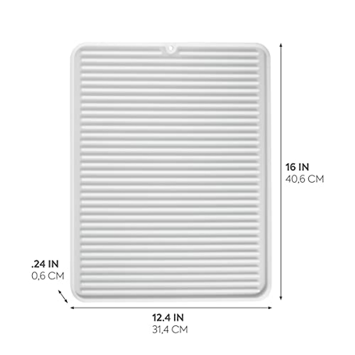 iDesign Lineo Silicone Kitchen Countertop Drying Mat for Pots, Pans, Glassware, Silverware, 16" x 12.4" x .24", Clear