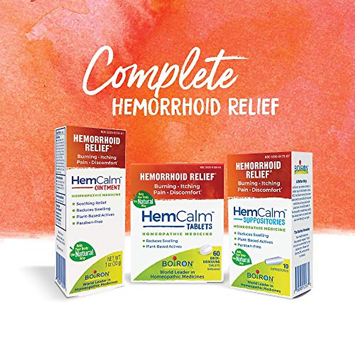 Boiron HemCalm Suppositories for Hemorrhoid Relief of Pain, Itching, Swelling or Discomfort - 10 Count (Pack of 2)