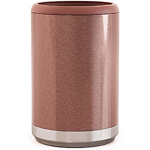 Maars Standard Can Cooler for Beer & Soda | Stainless Steel 12oz Beverage Sleeve, Double Wall Vacuum Insulated Drink Holder - Rose Gold Glitter