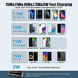 15W Metal Frame Wireless Car Charger Ennuts Auto-Clamping Qi Fast Charge Wireless Car Charger Mount Dashboard Air Vent Phone Holder Compatible for iPhone 13 Pro Max/12/12 Pro/11/XS/8, Samsung S21/20