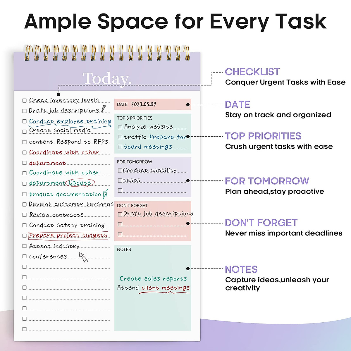 To Do List Pad - To Do List Notebook for Work with 52 Sheets, Undated Daily Planner Perfect for Daily Tasks and Goal Setting, To Do List Notepad Suitable for Office, Home and School-Violet Dream