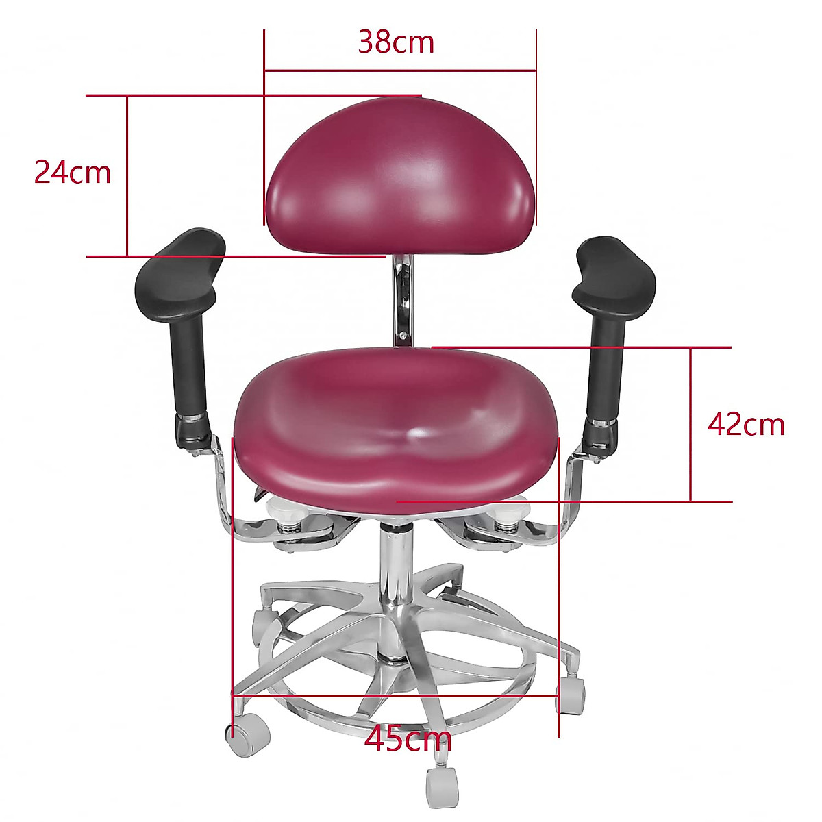 NSKI 360° Swivel Mobile Chair Dental Dynamic Seat Doctor's Stool with Armrest Foot Control PU Leather