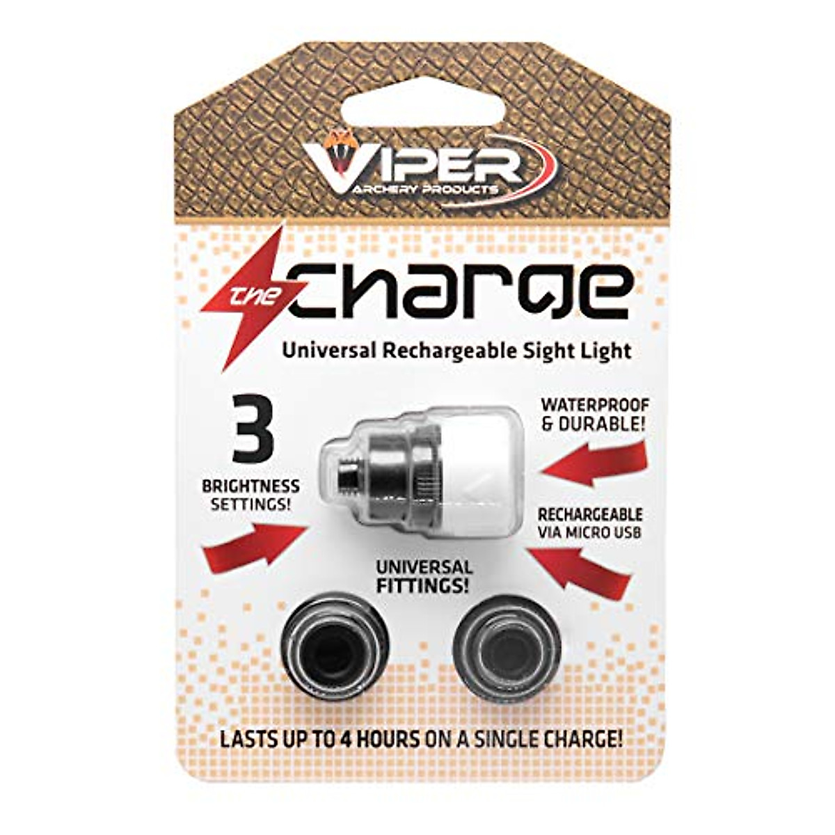 Viper Archery Micro-USB Rechargeable 3-Stage Universal Bow Sight Light with New 15-Minute Built-in Timer