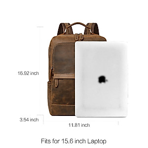 BOSTANTEN Leather Backpack for Men, 15.6 inch Laptop Backpack Large Capacity Business Travel Bag Vintage Shoulder Daypacks