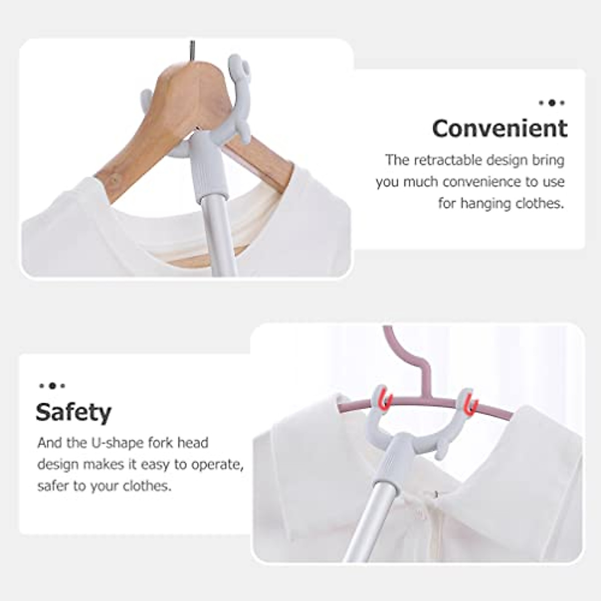 BESPORTBLE Metal Hangers Balcony Clothes Pole Clothes Drying Rod Clothes Drying Fork Rod Retractable Clothes Fork Hanger Simple Clothes Drying Rod 1Pc Household Clothes Fork Clothesline Outdoor