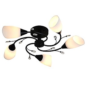 Semi Flush Mount Ceiling Light Fixture - FINXIN FXCL22 Modern Black Painting Pendant Light for Bedroom,Hallway,Kitchen and Dining Room (Black)