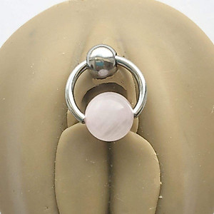 PODOL STAR Love Stone Rose Quartz Stone VCH Piercing Barbell.