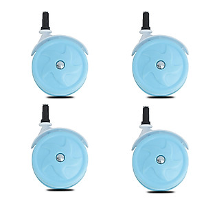 BAYWYI Baby Walker Wheels Replacement, Set of 2, Baby Walker Accessories, Plastic Rubber Wheels Casters, Universal Wheels, Blue-3, 8mm