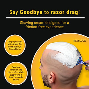 Dare 2B Bald Moisturizing Shave Cream with Argan Oil, Shea Butter, Cocoa Butter & Tea Tree Oil | Bald Head Shaving Cream | Rich Hydration for a Smooth Shave | Head Shaving Cream for Bald Men- 5.0 OZ