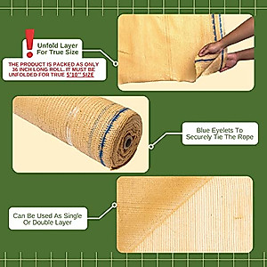 WindscreenSupplyCo 5'10" x 100 ft 60% Shade Cloth Roll for Covering Garden, Greenhouse, Patio, Canopy (Tan)