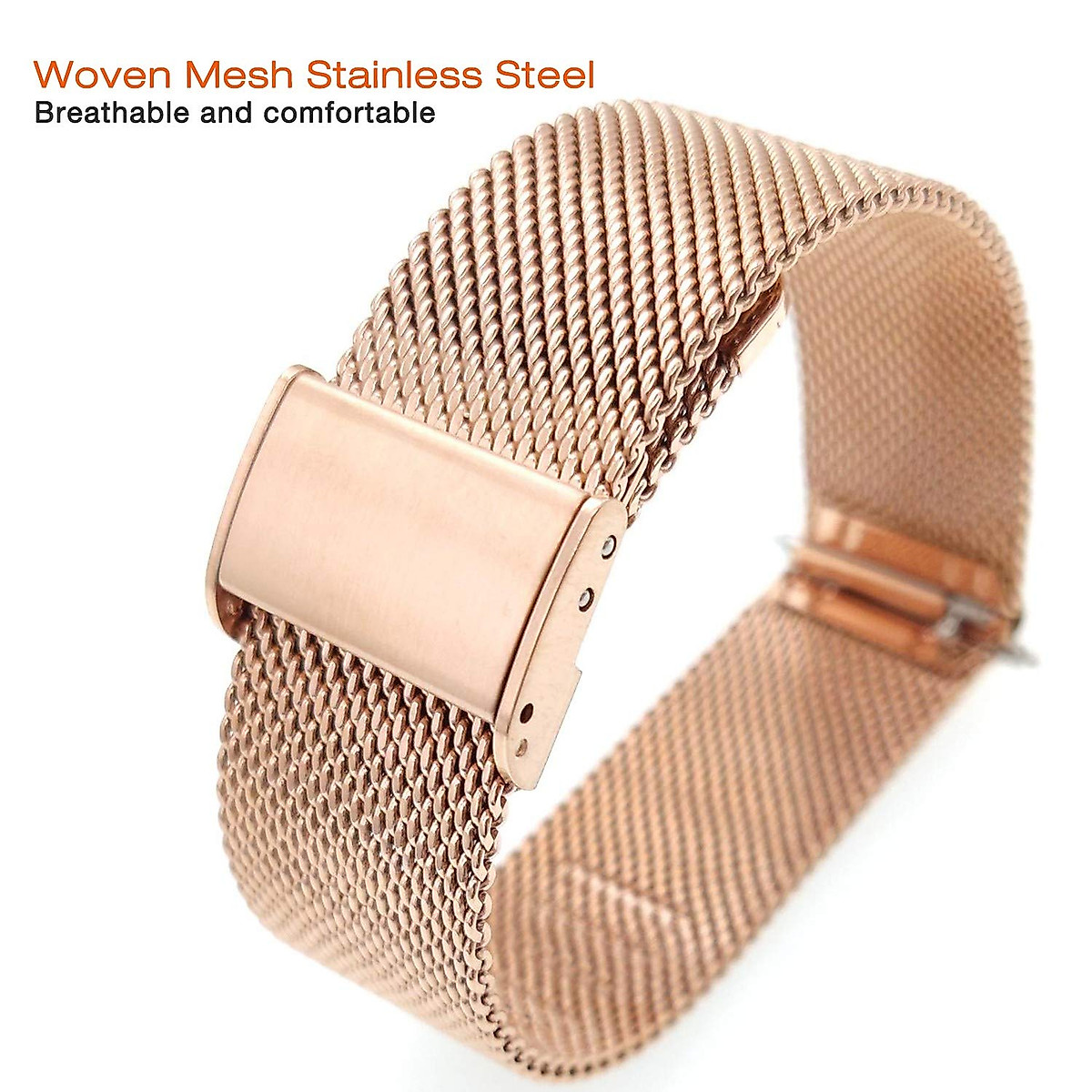 Abanen for Garmin Venu 2 Plus/Venu Sq 2 / Vivoactive 5 Watch Band, 20mm Quick Release Metal Mesh Stainless Steel Wristband Strap for Vivomove Sport/Trend (Rose Gold)