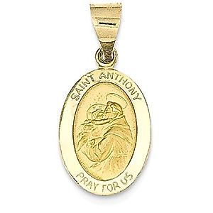 IceCarats 14K Yellow Gold Saint Anthony Medal Necklace Charm Pendant 23.3mm x 11mm Only