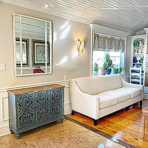 PHI VILLA Accent Cabinet with Doors - Farmhouse Credenza Cabinet for Living Room, Sideboard Buffet Cabinet with Storage Blue