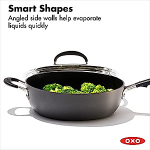 OXO Good Grips 10 Piece Cookware Pots and Pans Set, 3-Layered German Engineered Nonstick Coating, Stainless Steel Handle with Nonslip Silicone, Gray,Black