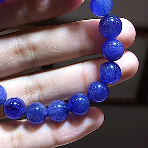 9.5mm Natural Tanzanite Blue Round Beads Gemstone Jewelry Women Bracelet AAAAA