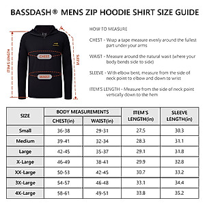 BASSDASH Men’s UPF 50+ 1/4 Zip Fishing Hoodie Shirt Quick Dry Performance Long Sleeve Sun Protection FS24M Black