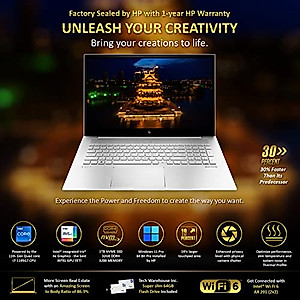 HP Envy 17T 2022 Laptop, i7-1195G7 11th gen, 32GB RAM, 1 TB NVMe SSD, 17.3" FHD Touch, Thunderbolt 4, Win 11 PRO, WiFi 6, B&O Audio, USB-A, Intel Xe Graphics, Silver, 64GB Tech Warehouse Flashdrive
