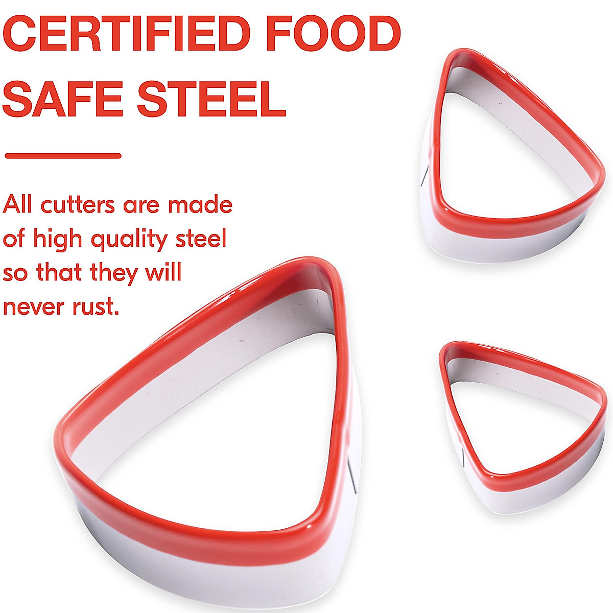 COOKIEQUE 3-Piece Candy Corn Cookie Cutter, Fall Thanksgiving Pumpkin Pie Cookie Cutters, Holiday Cookie Cutters, Unique Design with Protective Red Top PVC