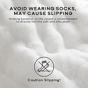 Ashler Faux Rabbit Fur Rug, White 5x7 FT Fluffy Soft Area Rug, Rectangle Fuzzy Carpet for Living Room, Bedroom, Machine Washable Shaggy Nursery Rug - 3D Bubble Rug