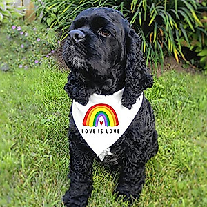 Tinsow Multi-Purpose Bandanas Bibs, White with Rainbow Pattern Dog Kerchief LGBT+ Pride Day Dog Collar Cat Pets Collar