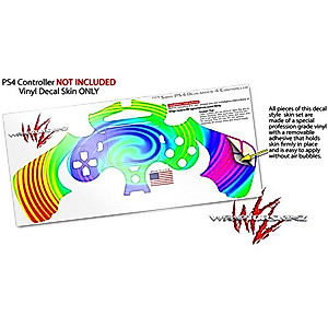 WraptorSkinz Skin Compatible with Sony PS4 Dualshock Controller PlayStation 4 Original Slim and Pro Rainbow Swirl (Controller NOT Included)