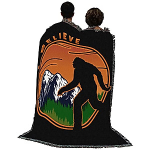 Pure Country Weavers I Believe Squatch in Blanket - Bigfoot Sasquatch Gift Fantasy Tapestry Throw Woven from Cotton - Made in The USA (72x54)