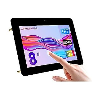 waveshare 8inch Capacitive Touch Display Compatible with Raspberry Pi 5/4B/3B+/3A+/3B/2B/B+/A+/CM3/3+/4 800×480 Resolution with 5MP Front Camera DSI Interface
