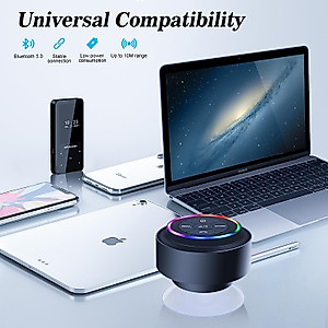 NITMTYOU Bluetooth Shower Speaker, Portable Bluetooth Wireless Waterproof Speaker for Pool, Floating IP67 LED Light Bathroom Speaker with Suction Cup, Built in Mic, for Camping Beach Travel