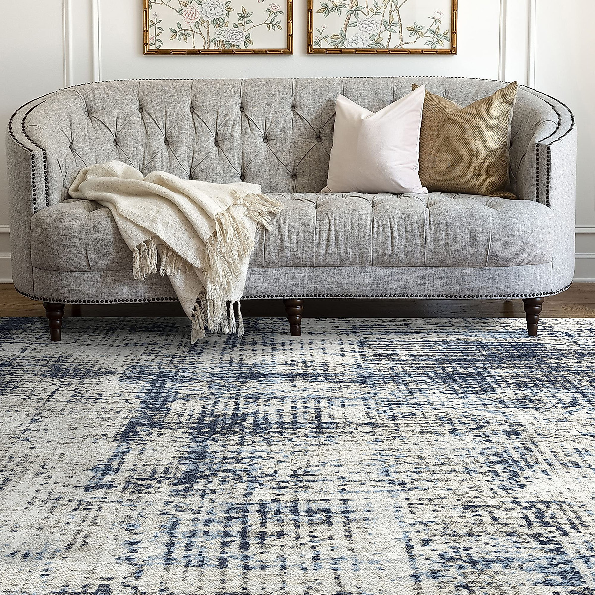 Samuel Navy Modern Large 8x10 Area Rug 8x10 - Area Rugs for Living Room - Dining Room Rug - Bedroom Rug - Kitchen Rug - Entryway Rug Carpet - Alfombras para Salas Grandes Modernas - Contemporary