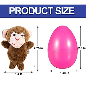 Easter Eggs with Mini Animal Finger Puppets Plush Toys, Kids Easter Basket Stuffers Party Favor School Classroom Rewards, Easter Egg Hunt Filler 12 Pack