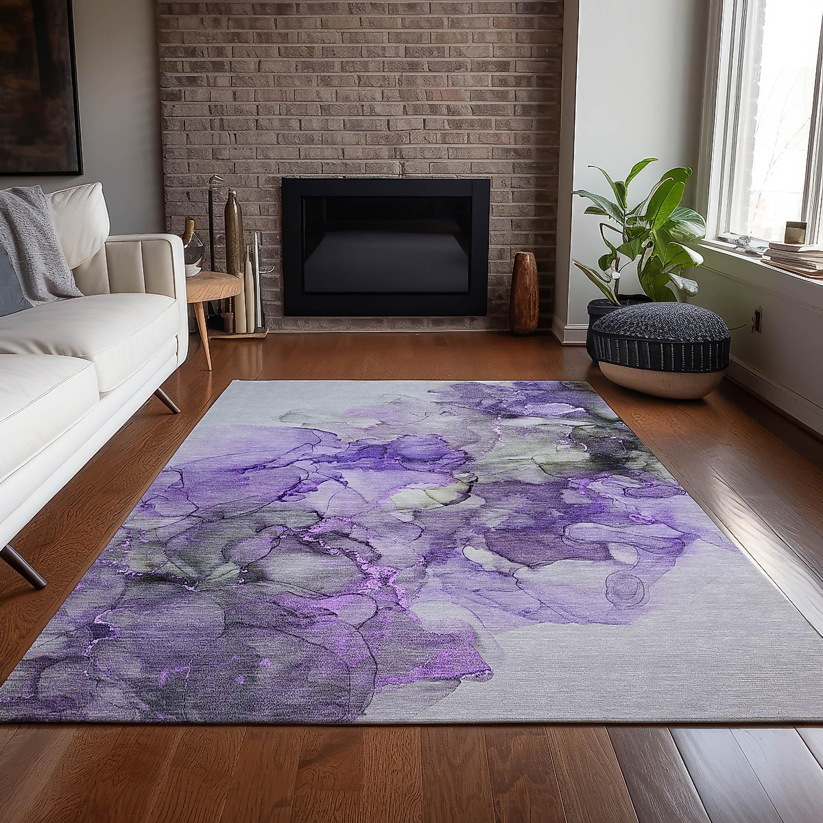 Addison Rugs Chantille ACN520 Purple 2'6" x 3'10 Indoor Outdoor Area Rug, Stain Resistant, Machine Washable, Non Shedding, Bedroom, Living Room, Dining Room, Kitchen Rug